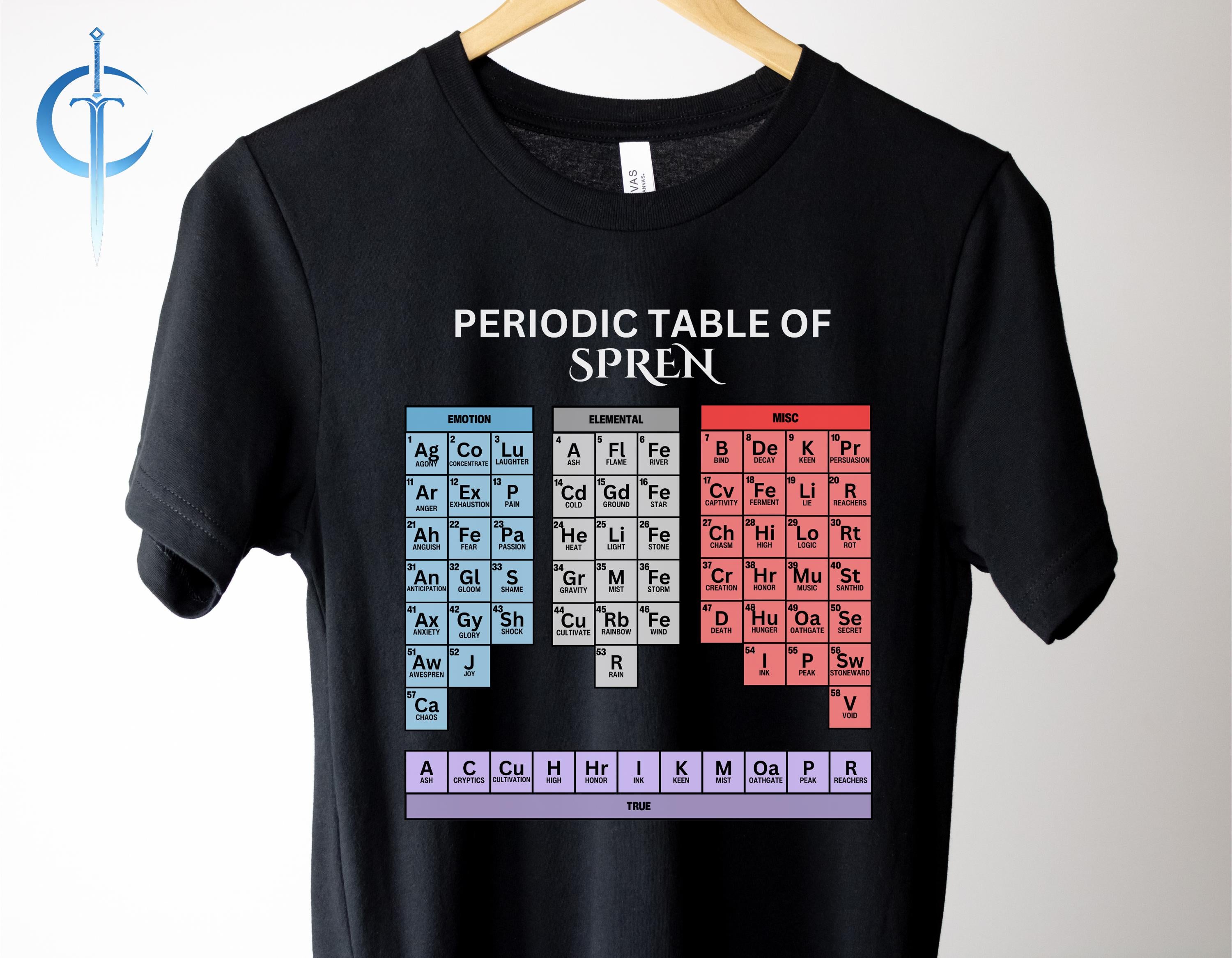 Periodic Table of Spren (Stormlight) T-Shirt – CosmereFanCreations